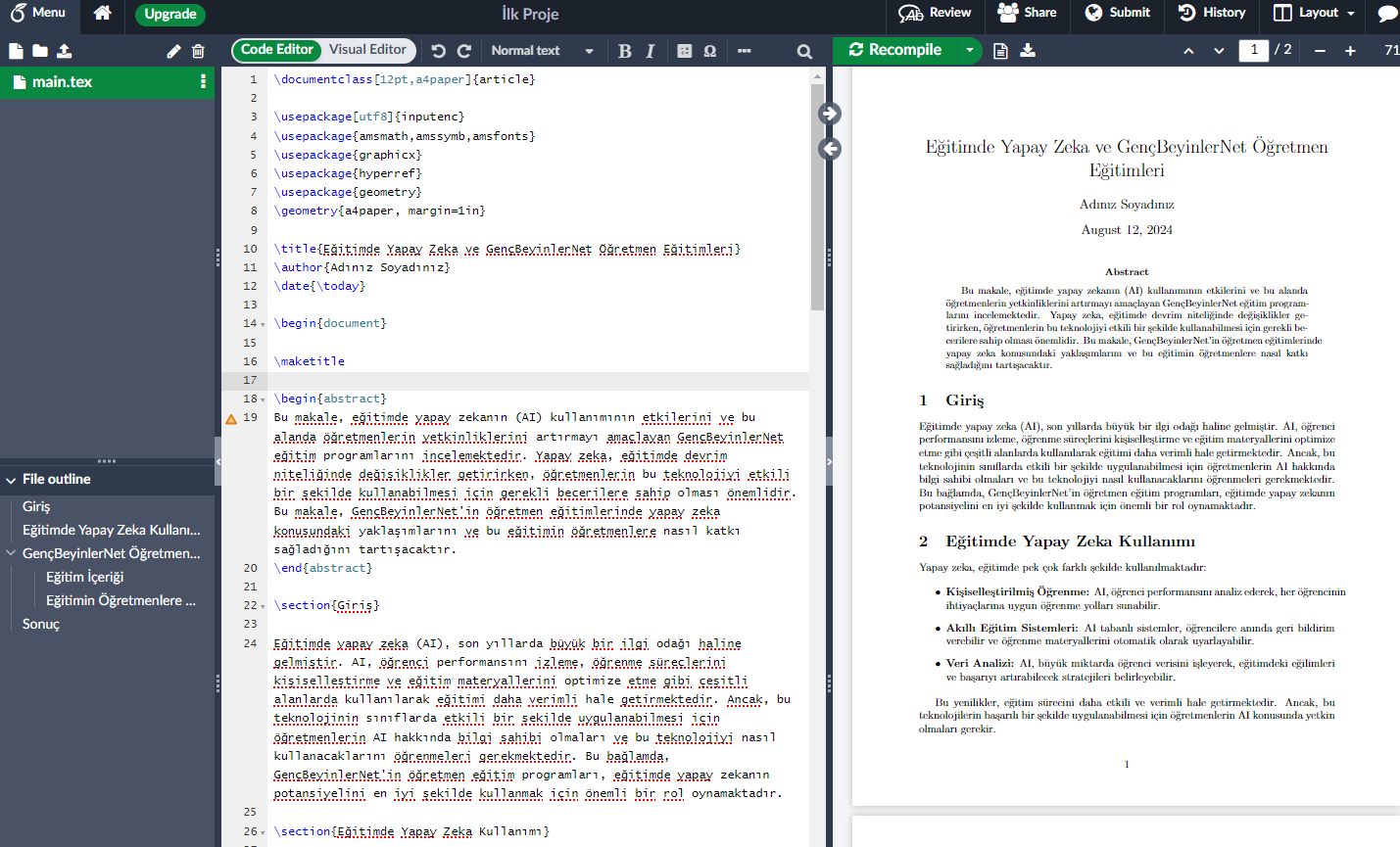 Overleaf Nedir? Neden Kullanmalısınız? Overleaf Nedir? Neden Kullanmalısınız?
